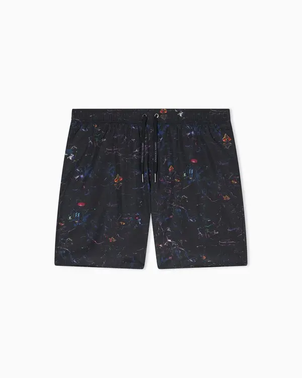 Armani Exchange All-over Graphic Print Swimsuit - Black