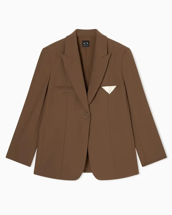 Armani Exchange Single-breasted Oversized Jacket With Pocket Square