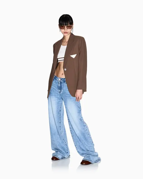 Armani Exchange Single-breasted Oversized Jacket With Pocket Square