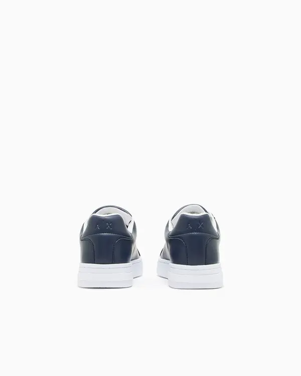 Armani Exchange Split Leather Sneakers With Cotton Lining - Blue