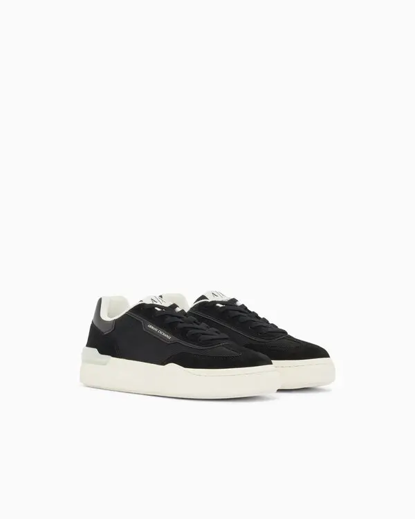 Armani Exchange Sneakers With Suede Inserts - Black
