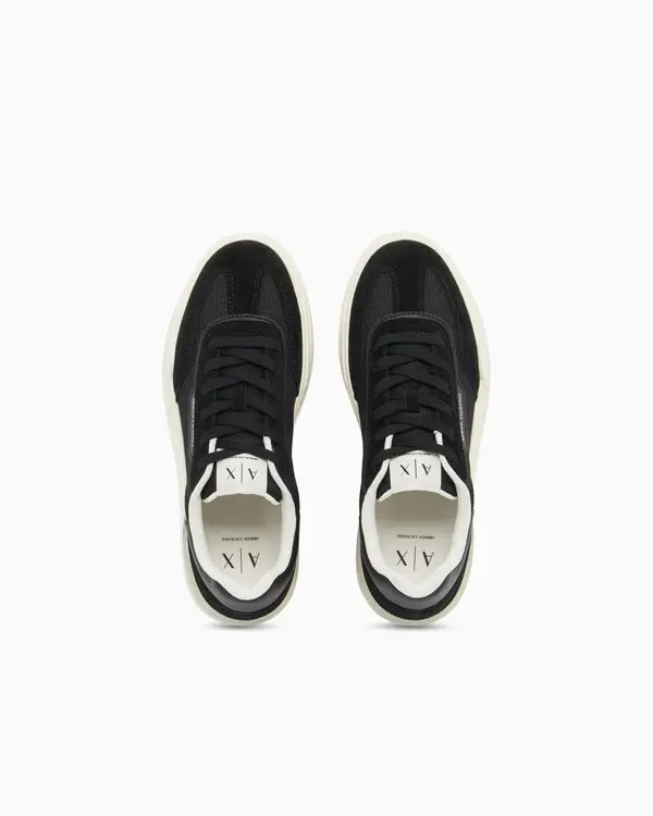 Armani Exchange Sneakers With Suede Inserts - Black