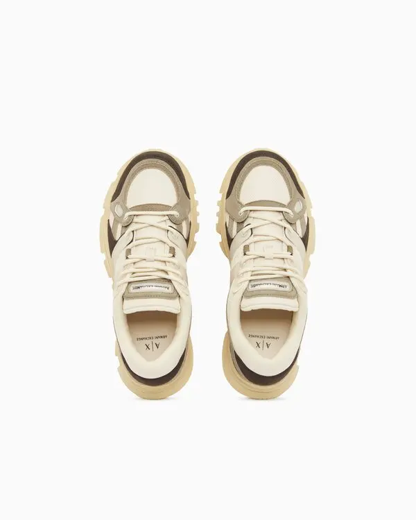 Armani Exchange Urban Suede Mesh Sneakers With Technical Details