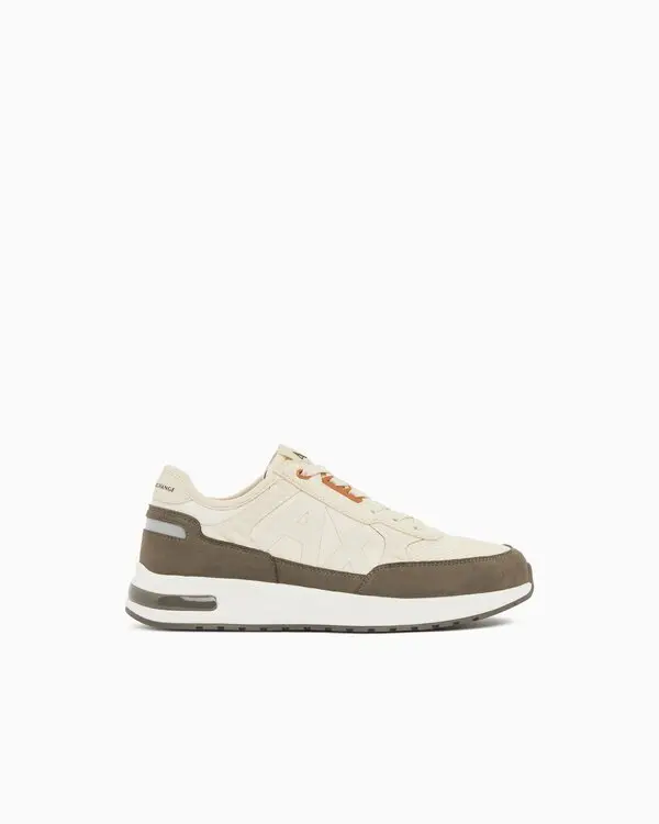 Armani Exchange Sneakers In Ripstop With Micro Suede - Beige