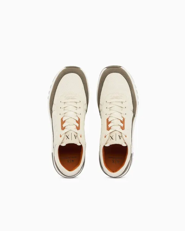 Armani Exchange Sneakers In Ripstop With Micro Suede - Beige