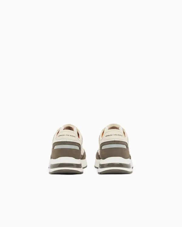 Armani Exchange Sneakers In Ripstop With Micro Suede - Beige