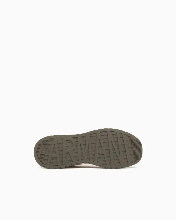 Armani Exchange Sneakers In Ripstop With Micro Suede - Beige