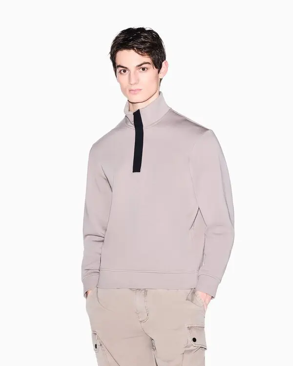 Armani Exchange High-neck Sweatshirt With Zip - Beige