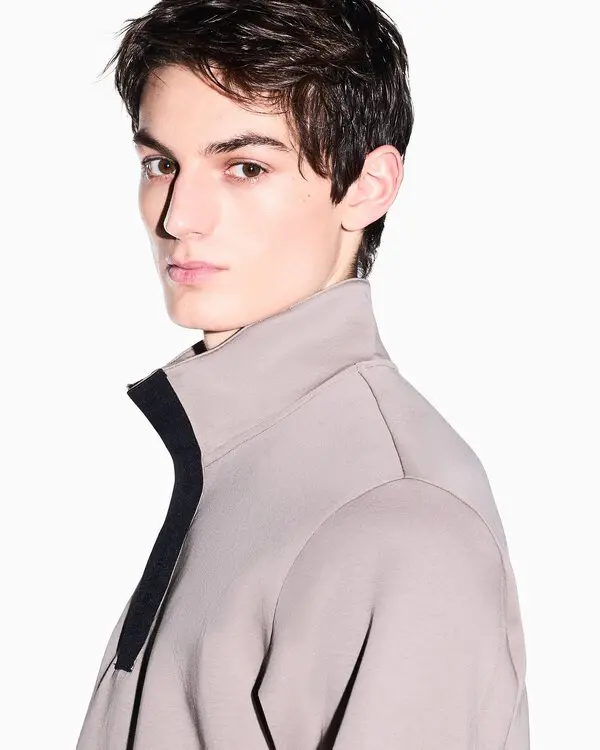 Armani Exchange High-neck Sweatshirt With Zip - Beige