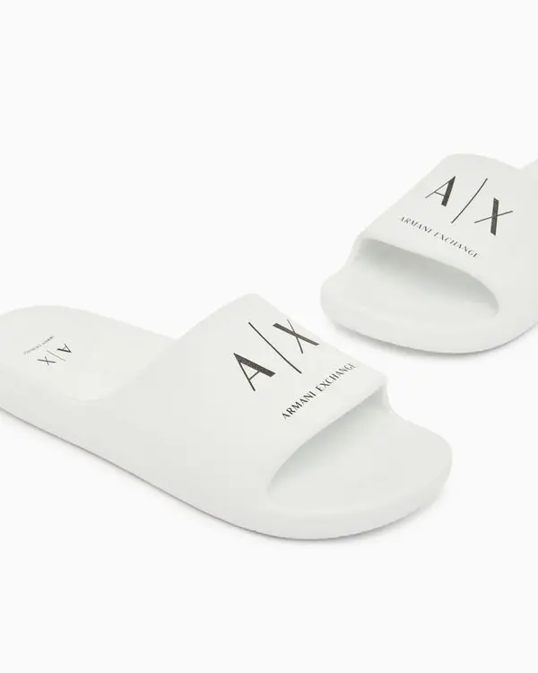 Armani Exchange Slides With Logo - White