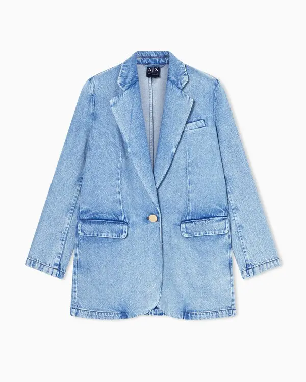 Armani Exchange Oversized Rigid Cotton-lyocell Denim Jacket