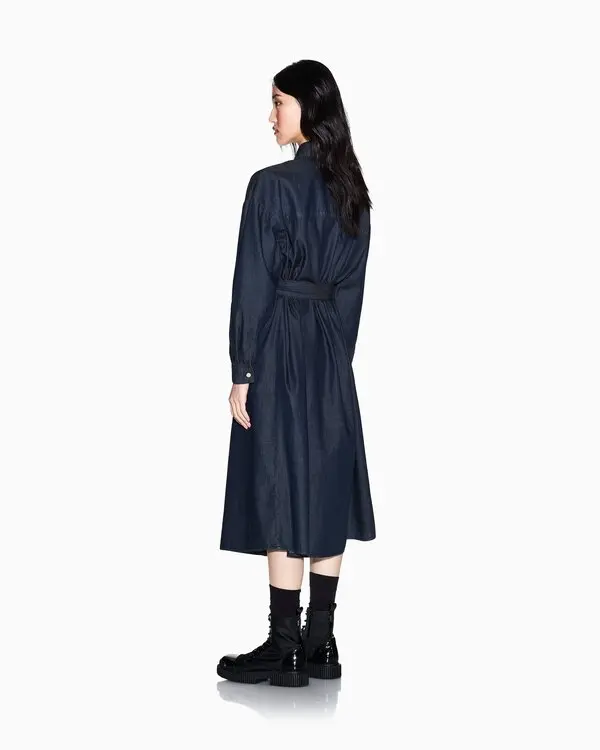 Armani Exchange Flared Chambray Dress With Belt
