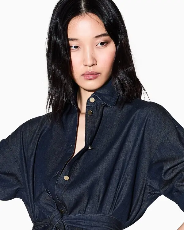 Armani Exchange Flared Chambray Dress With Belt