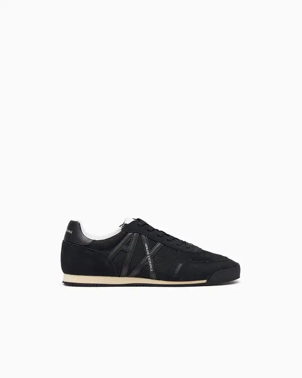 Armani Exchange Suede And Mesh Lace-up Sneakers