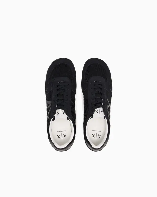 Armani Exchange Suede And Mesh Lace-up Sneakers