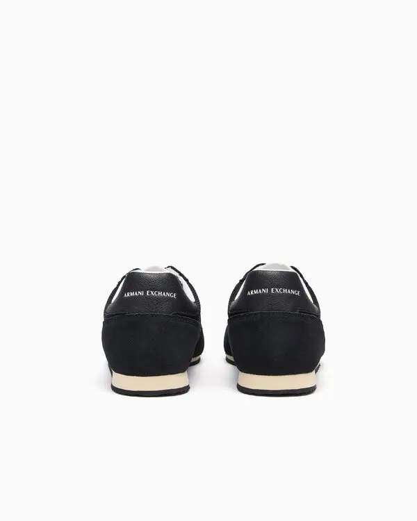 Armani Exchange Suede And Mesh Lace-up Sneakers