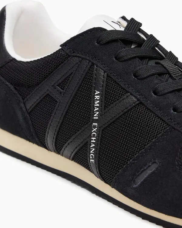 Armani Exchange Suede And Mesh Lace-up Sneakers