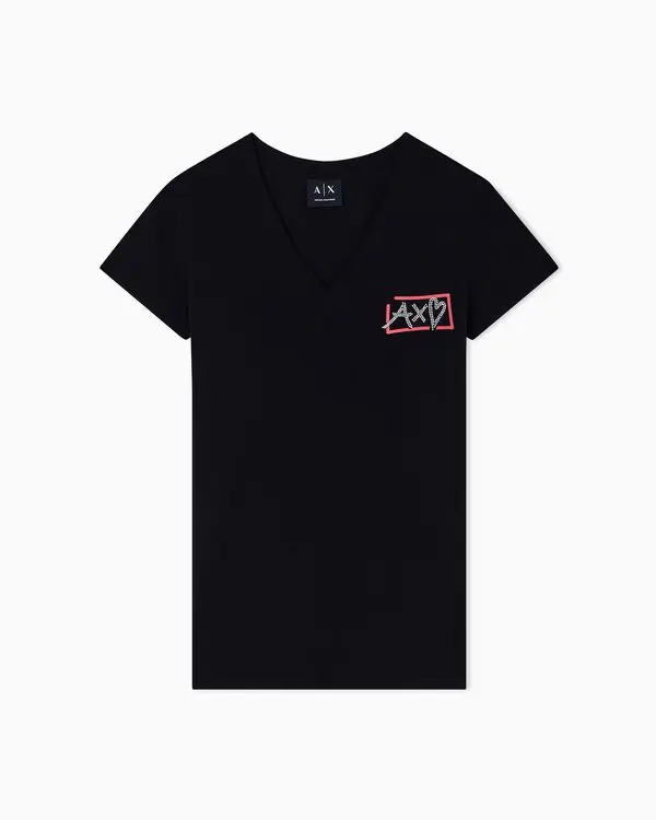 Armani Exchange Slim Fit T-shirt In Stretch Cotton Jersey - Black