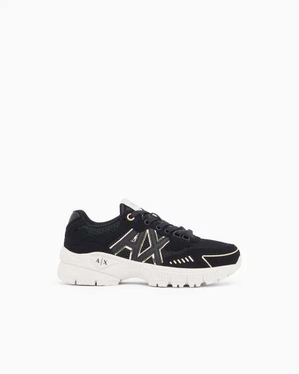 Armani Exchange Mesh And Nylon Trainers With Rubber Sole - Black