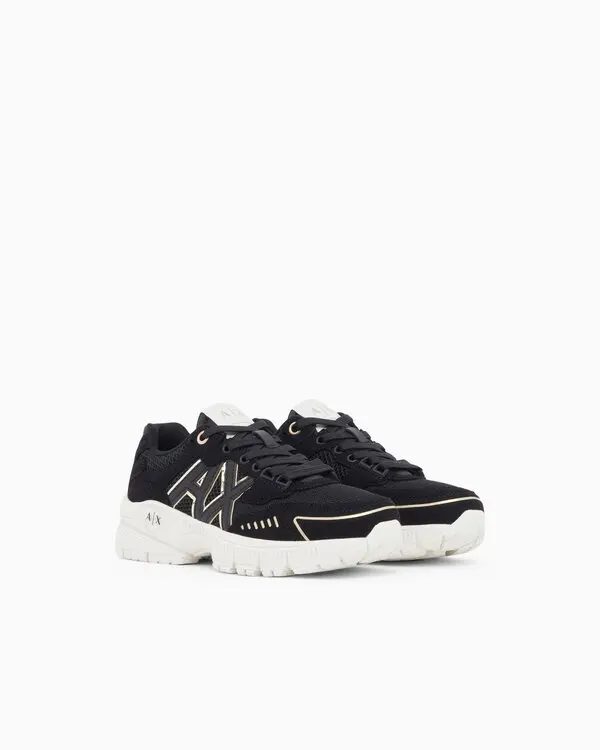 Armani Exchange Mesh And Nylon Trainers With Rubber Sole - Black