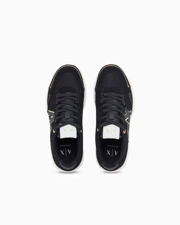 Armani Exchange Mesh And Nylon Trainers With Rubber Sole - Black