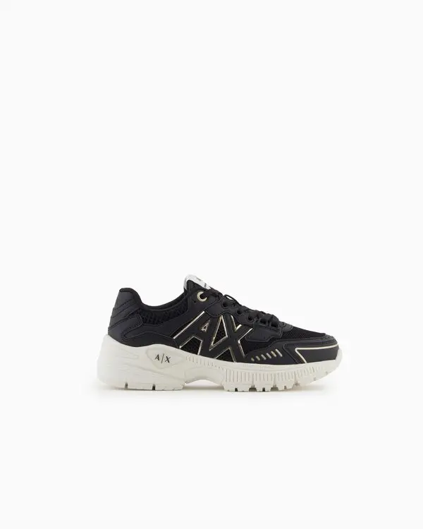 Armani Exchange Mesh And Nylon Trainers With Rubber Sole - Black