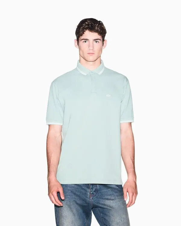 Armani Exchange Regular Fit Polo Shirt In Stretch Cotton Piquet - Green
