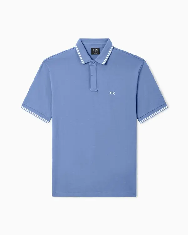 Armani Exchange Regular Fit Polo Shirt In Stretch Cotton Piquet - Light Blue