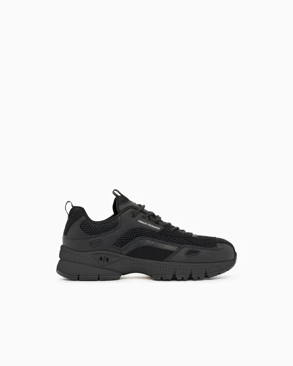 Armani Exchange Sneakers In Microsuede And Mesh - Black
