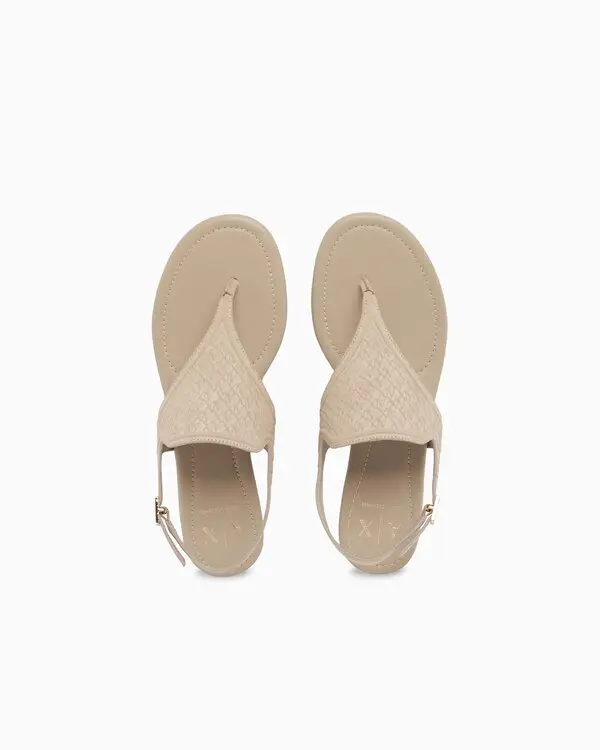 Armani Exchange Microsuede Sandals With Embossed Logo