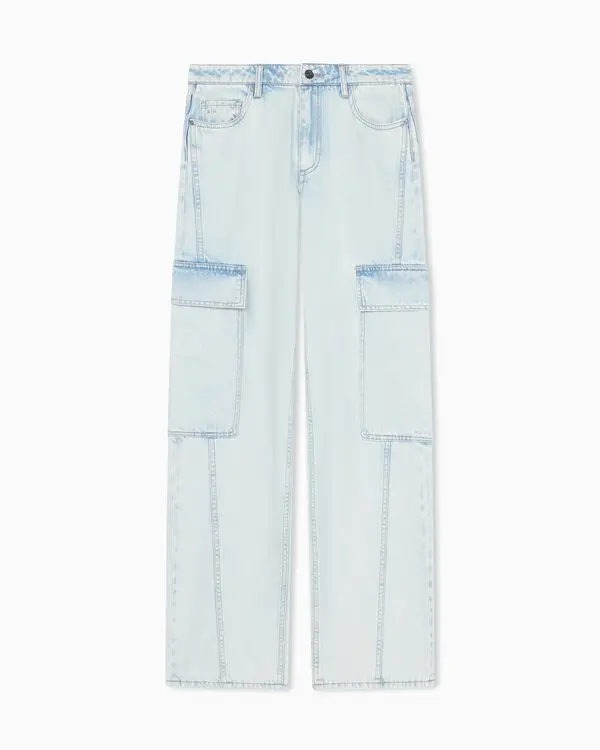 Armani Exchange Relaxed Fit Jeans In Rigid Light Cotton Denim - Blue