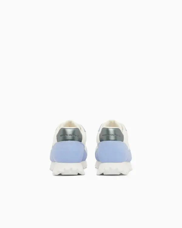 Armani Exchange Sneakers In Mesh And Microsuede - Light Blue