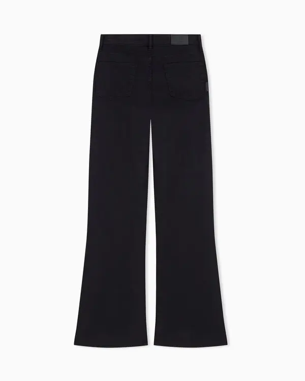 Armani Exchange High-waisted Flared Jeans In Stretch Satin Cotton - Black