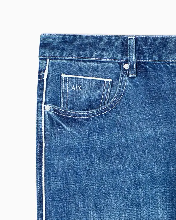 Armani Exchange Loose Fit Mid- Rigid Denim Jeans