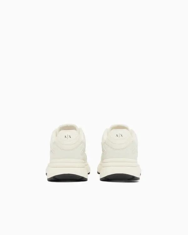 Armani Exchange Microsuede And Mesh Lace-up Sneakers - White