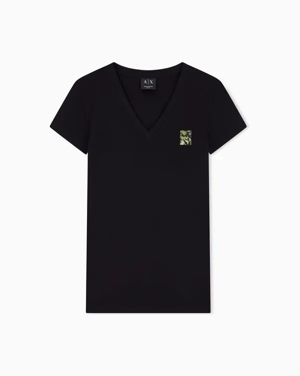 Armani Exchange Slim Fit T-shirt In Stretch Cotton Jersey - Black