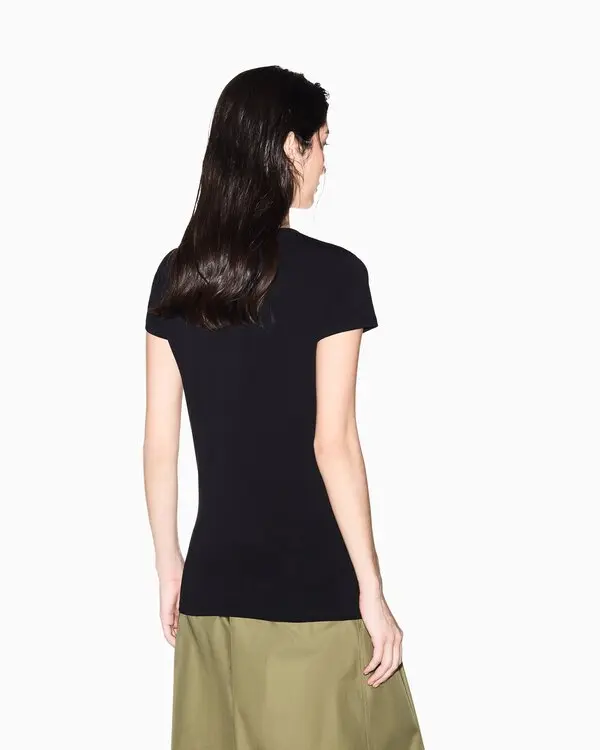 Armani Exchange Slim Fit T-shirt In Stretch Cotton Jersey - Black