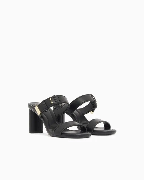 Armani Exchange Heeled Sandals With Two Straps - Black