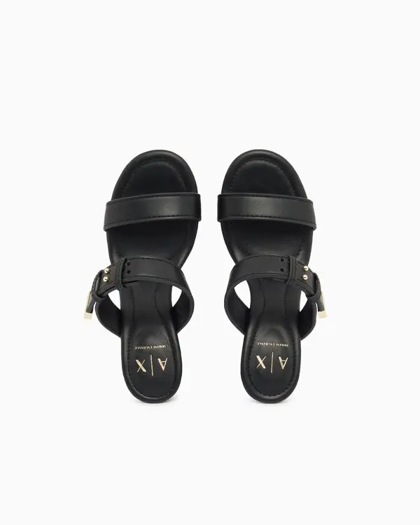 Armani Exchange Heeled Sandals With Two Straps - Black