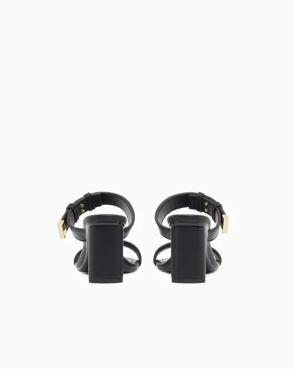 Armani Exchange Heeled Sandals With Two Straps - Black