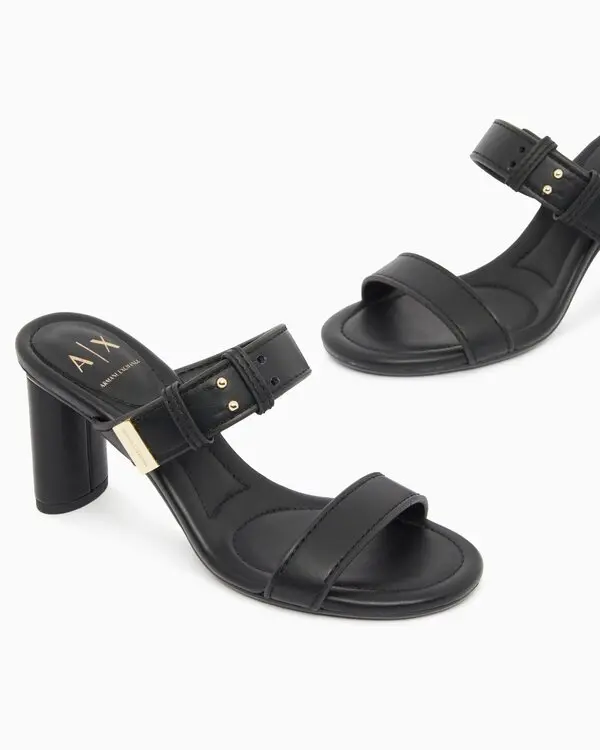 Armani Exchange Heeled Sandals With Two Straps - Black