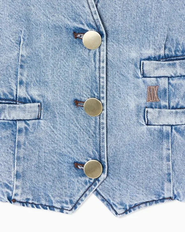 Armani Exchange Lightweight Cotton And Lyocell Denim Vest