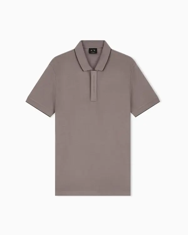 Armani Exchange Slim Fit Polo Shirt In Cotton Piqu - Brown