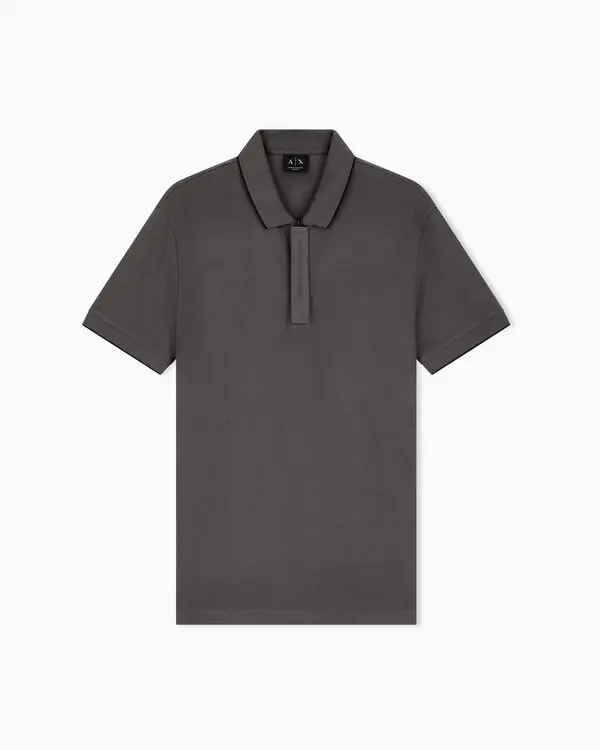 Armani Exchange Slim Fit Polo Shirt In Cotton Piqu - Brown