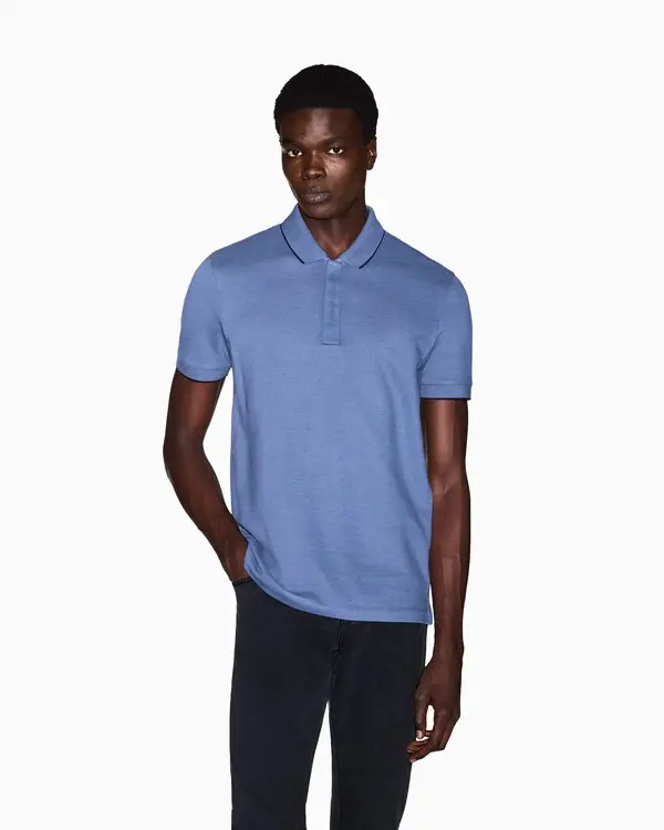 Armani Exchange Slim Fit Polo Shirt In Cotton Piqu - Purple