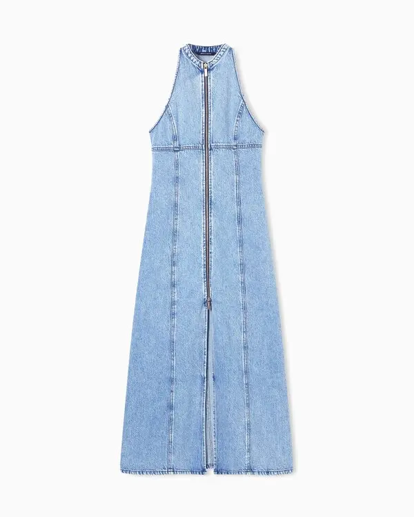 Armani Exchange Maxi Denim Zip Up Dress