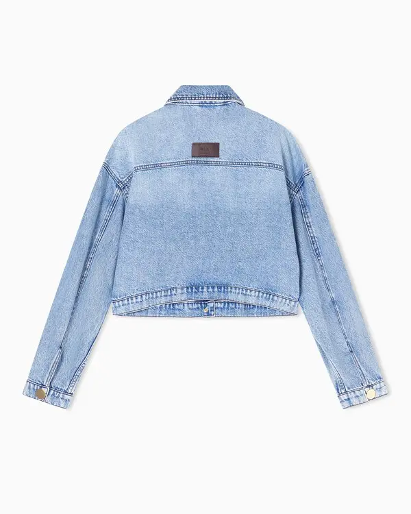 Armani Exchange Light Denim Jacket In Rigid Lyocell Cotton