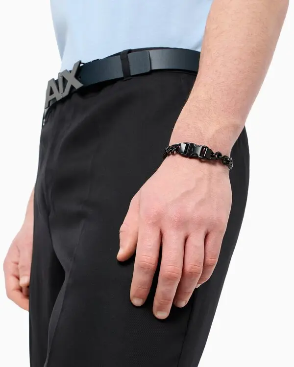 Armani Exchange Black Stainless Steel Chain Bracelet