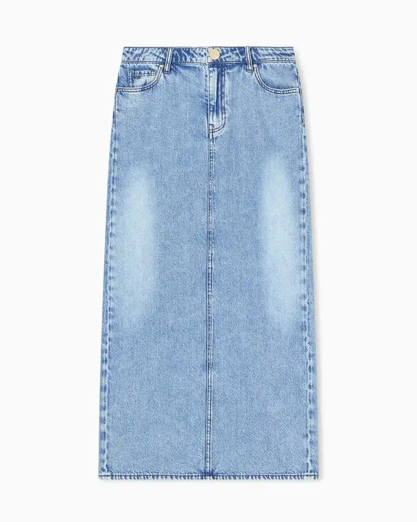 Armani Exchange Long Denim Skirt In Lyocell Cotton