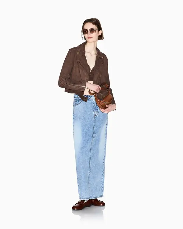 Armani Exchange Long Denim Skirt In Lyocell Cotton